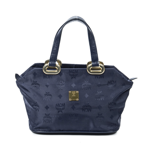 MCM | Bags | Mcm Small Zip Tote In Navy Visetos Nylon Canvas | Poshmark